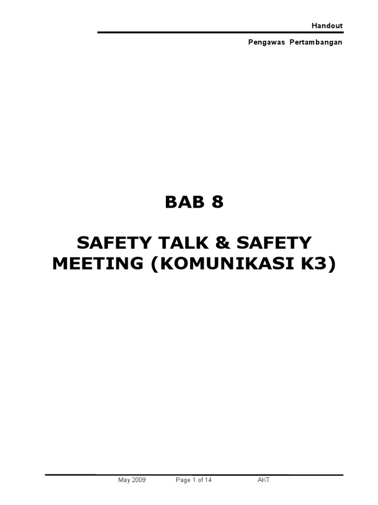 BAB 8 Komunikasi K3 | PDF