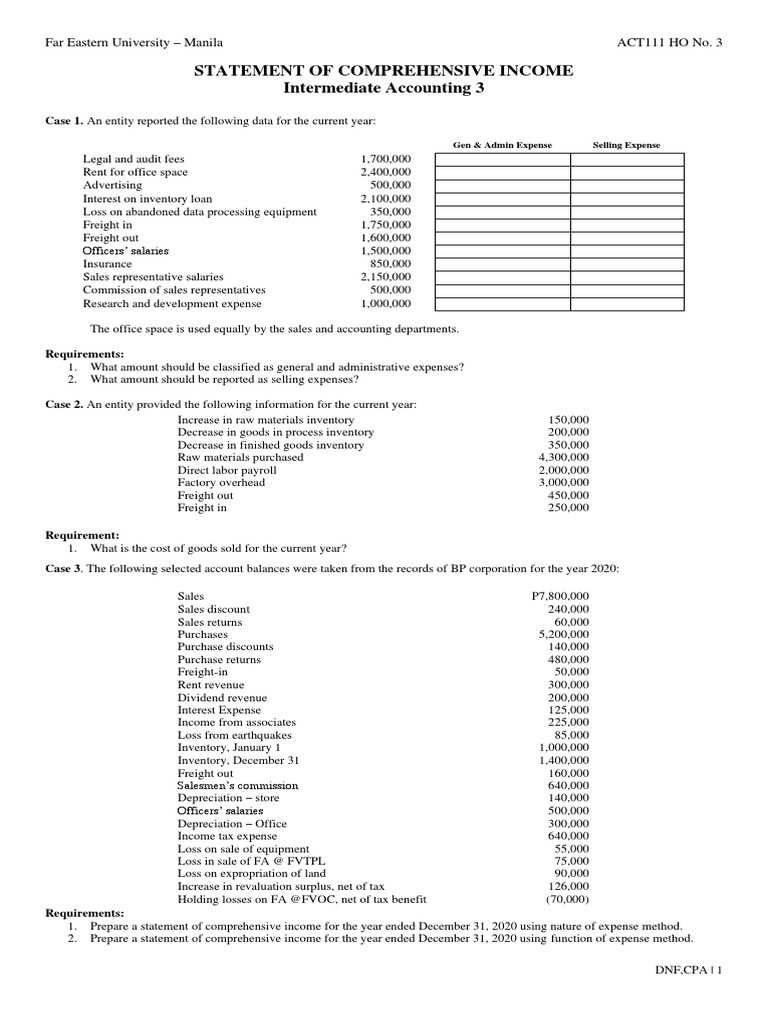 03 - HO - Statement of Comprehensive Income | PDF | Expense | Income ...