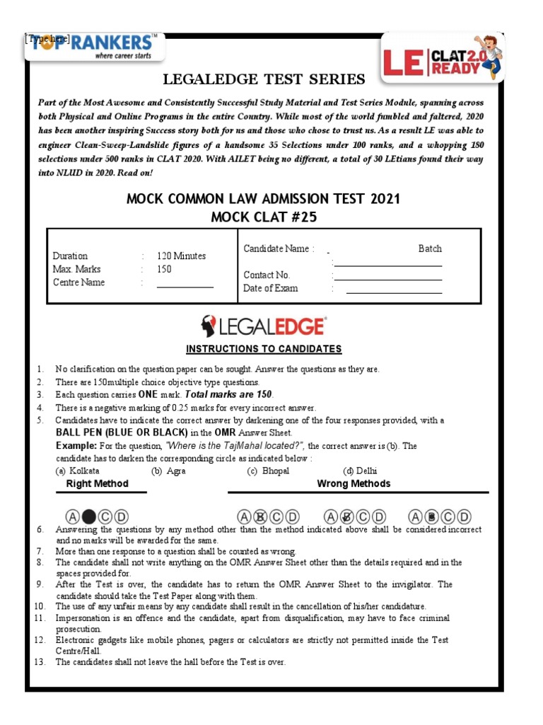 Legaledge Test Series: (Type Here) | PDF | Jurisprudence | Positivism