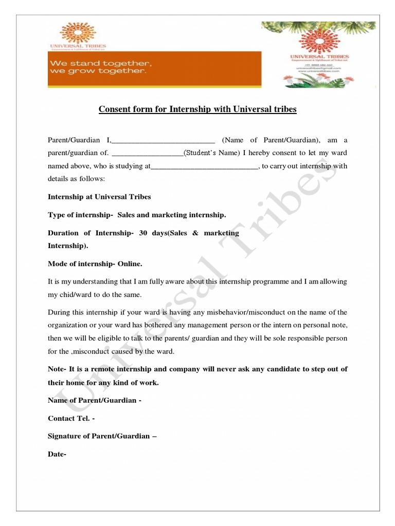 Consent Form For Internship With Universal Tribes PDF | PDF