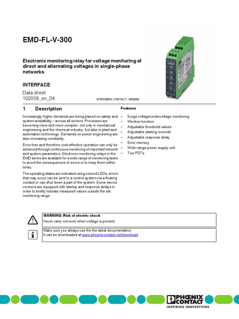 EMD-FL-V 2866048 - Ds | PDF | Relay | Power Supply