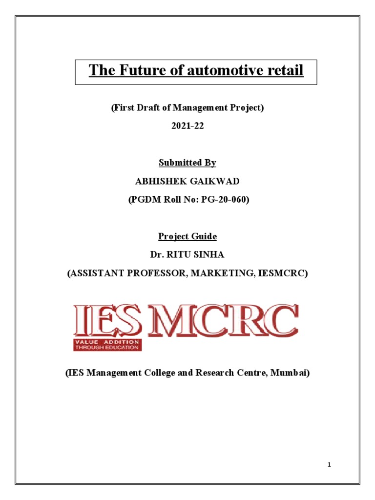 Technical Report (The Future of Automotive Retail) | PDF | Retail | Car