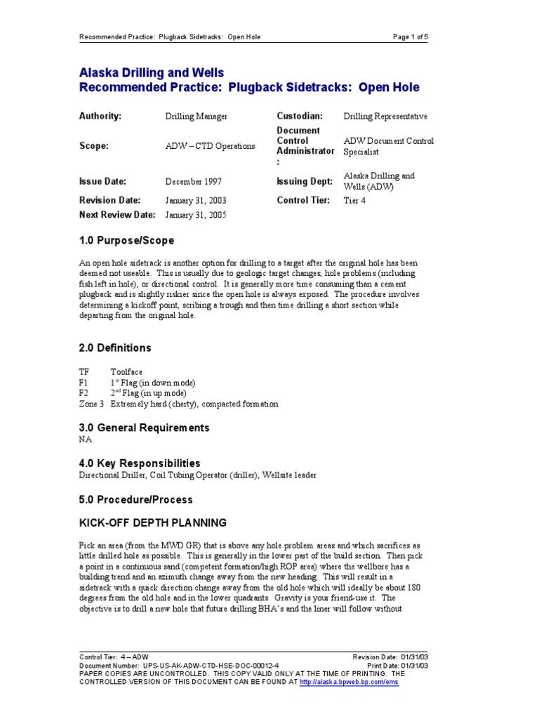 Drilling an Effective Open Hole Sidetrack: A Step-by-Step Guide | PDF ...