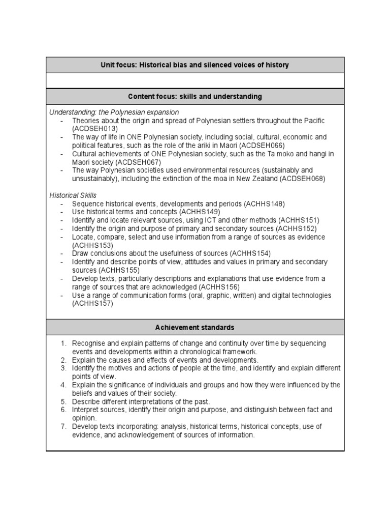 Unit Plan - Hass Polynesian Expansion | PDF | Polynesia | Māori People