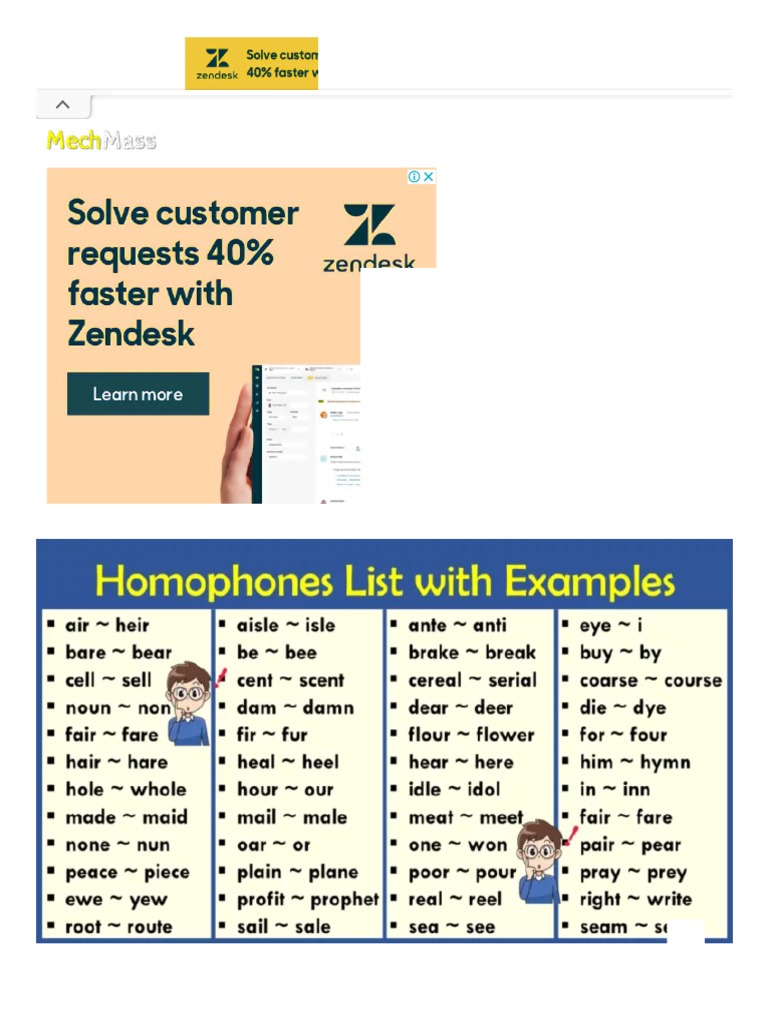 1000+ Homophones List With Sentences and PDF - MechMass | PDF