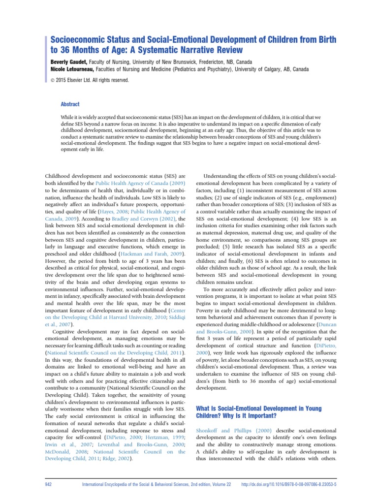 SES Impact on Child Development | PDF | Socioeconomic Status ...