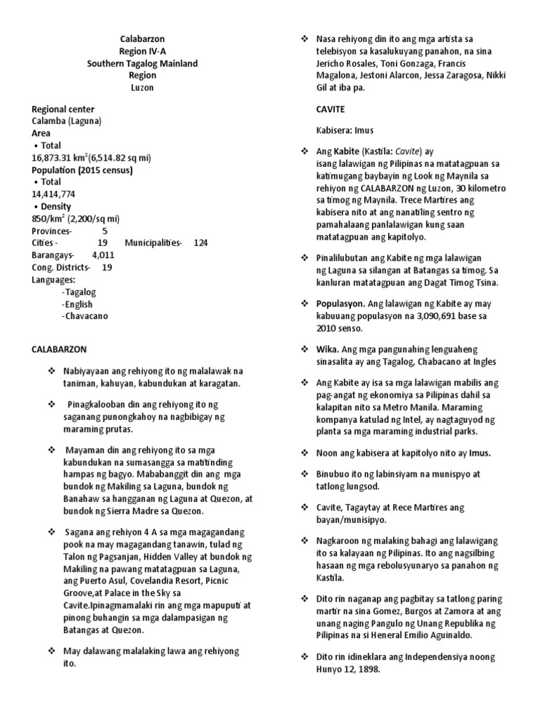 Rehiyon Iv A Reviewer | PDF