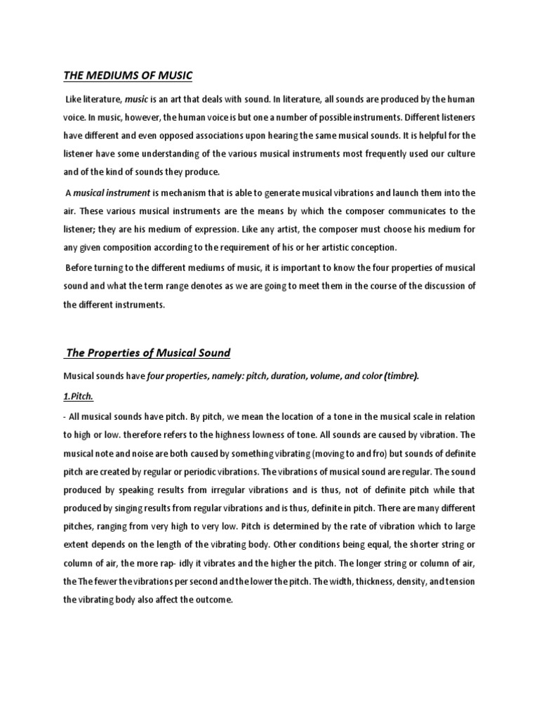 The Mediums of Music | PDF | String Instruments | Cello