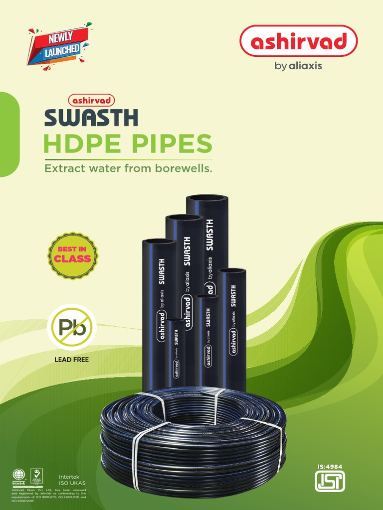 Ashirvad HDPE Pipes Overview and Features | PDF | Pipe (Fluid ...