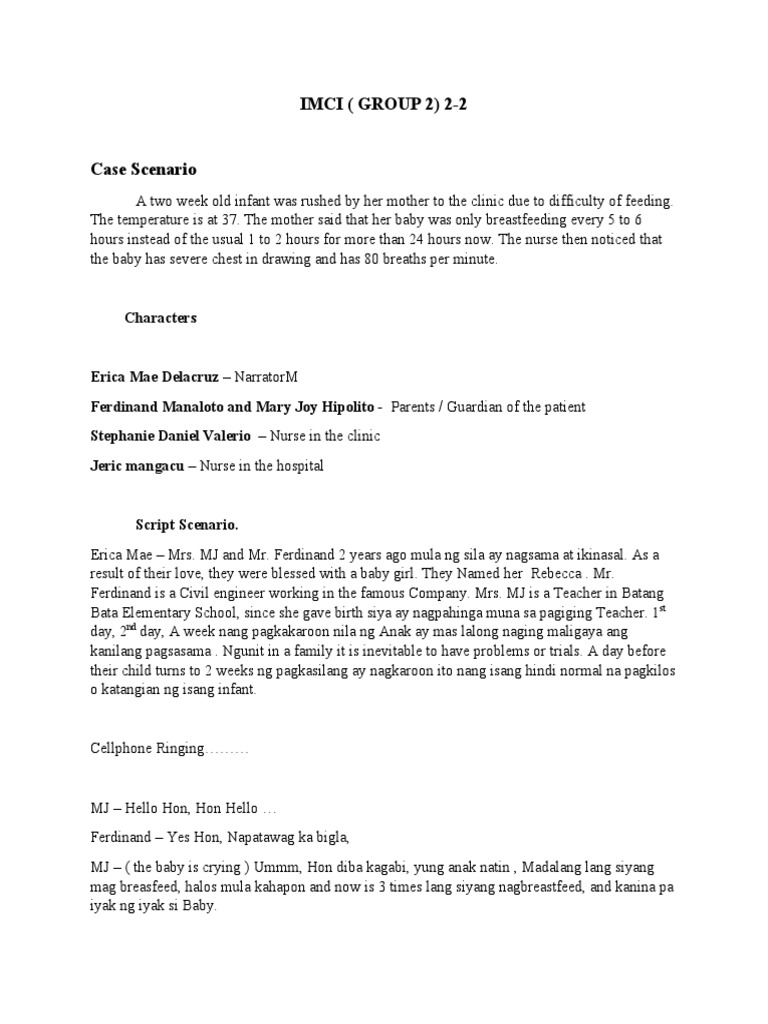 IMCI Case Scenario | PDF | Breastfeeding | Health Sciences