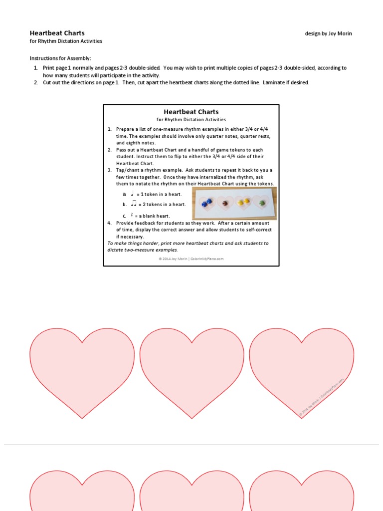 Heartbeat Charts For Rhythm Dictation | PDF | Musicology | Notation