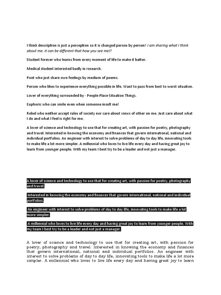 About Me, It Can Be Different That How You See Me!! | PDF