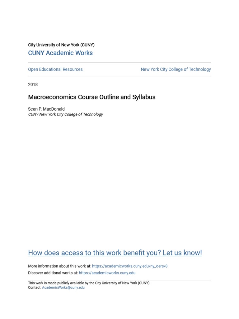 Macroeconomics Course Outline and Syllabus | PDF | Macroeconomics ...