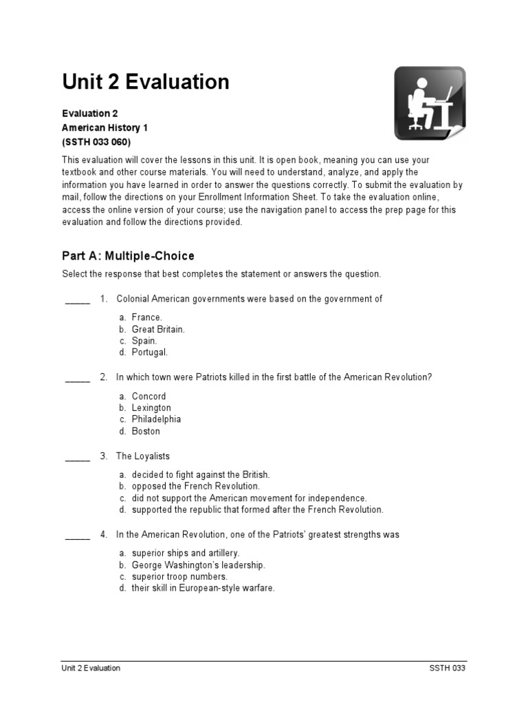 American History Unit 2 Evaluation | PDF | American Revolution | James ...