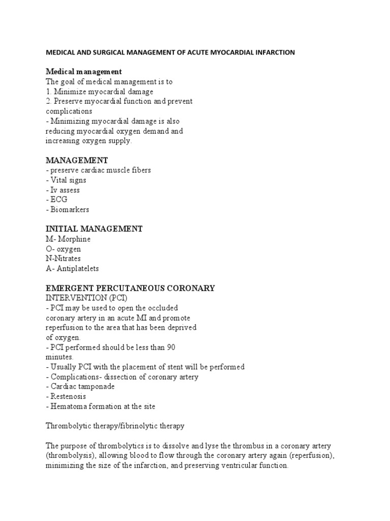 Medical Management: Medical and Surgical Management of Acute Myocardial ...