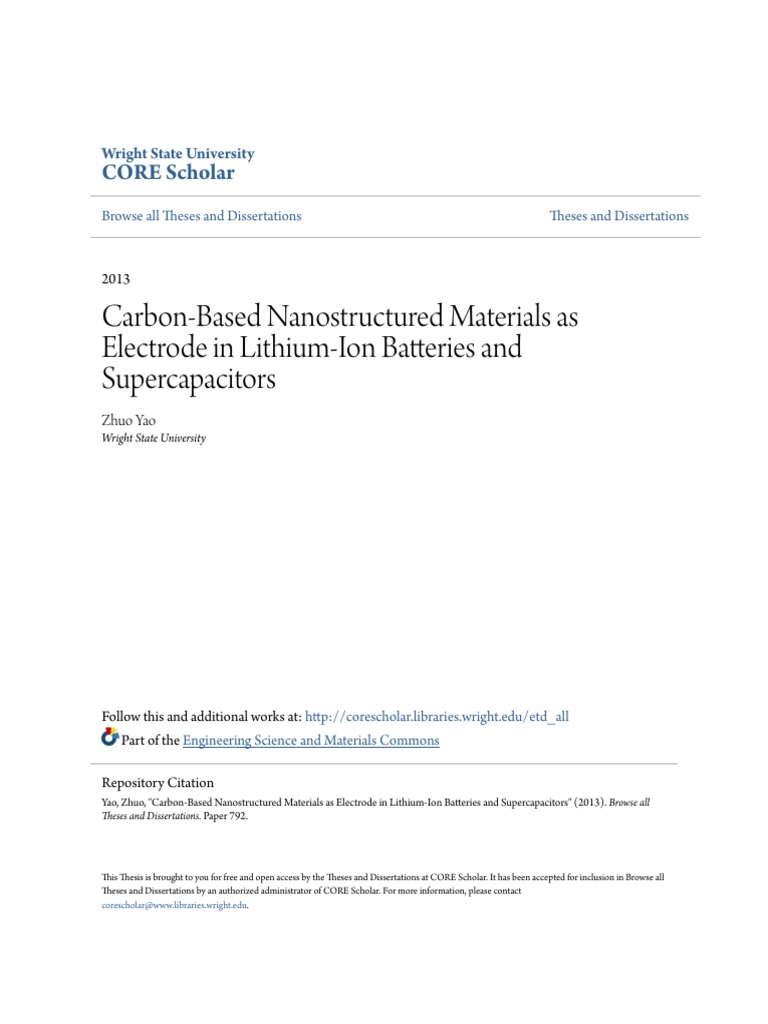 Carbon-Based Nanostructured Materials As Electrode in Lithium-Ion | PDF | Lithium Ion Battery ...
