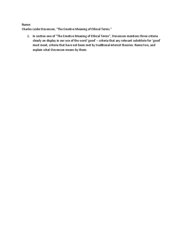 Emotive Meaning in Ethics by Stevenson | PDF