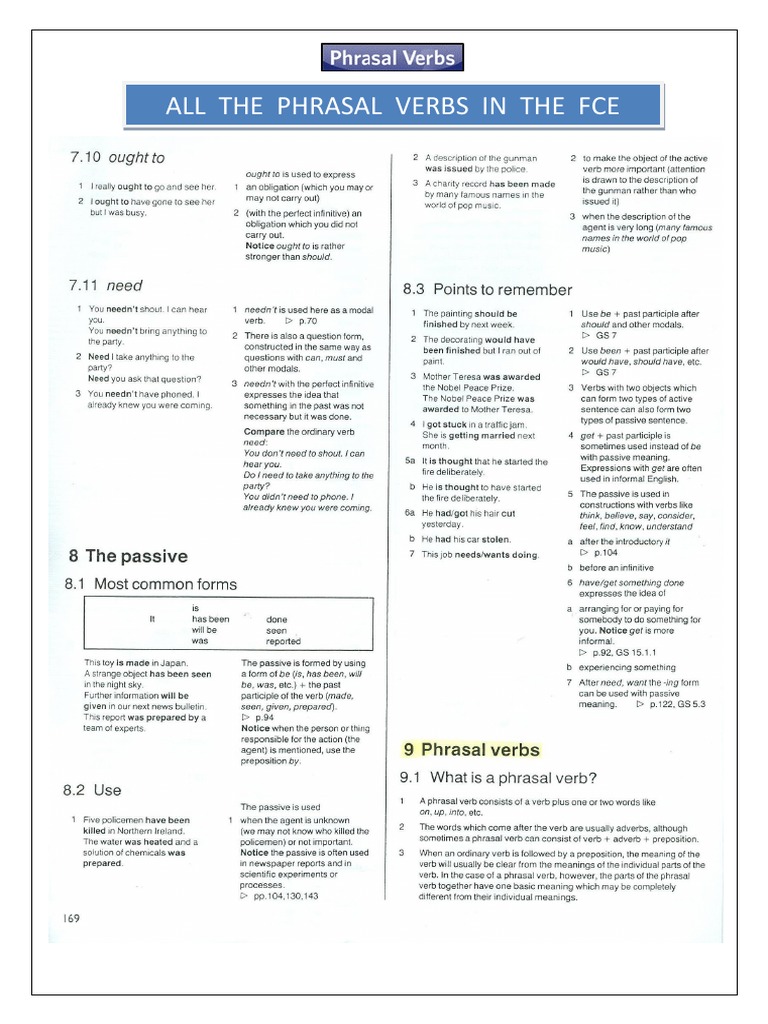 FCE Phrasal Verb List | PDF