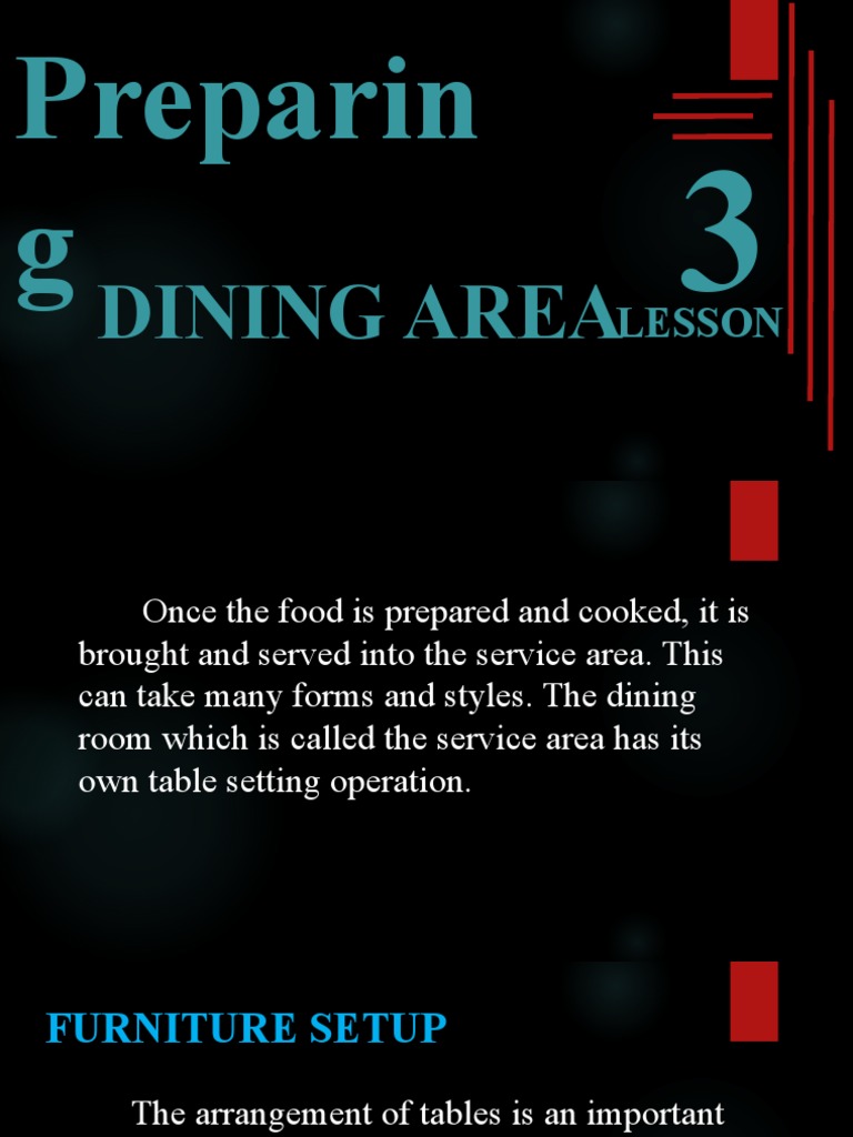 Preparin G: Dining Area | PDF | Tableware | Domestic Implements