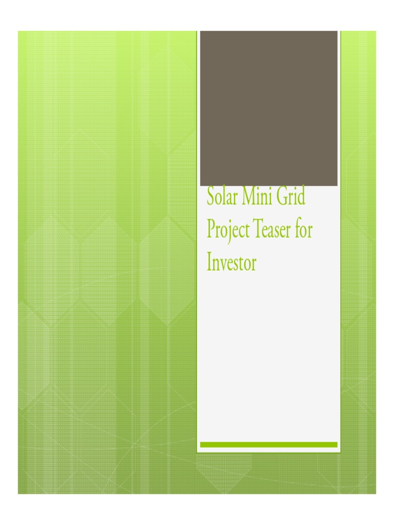 Set San Solar Mini Grid Project Teaser | PDF | Electrical Grid | Solar ...