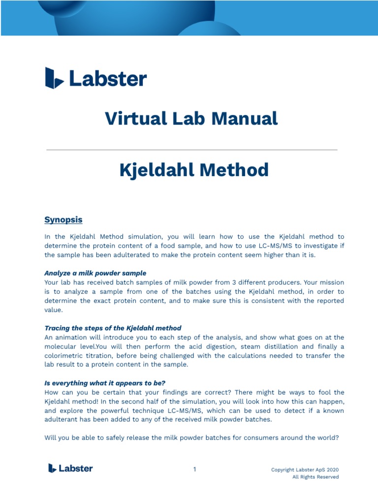 KJL Kjeldahl Method Lab Manual | PDF | Chromatography | Mass Spectrometry