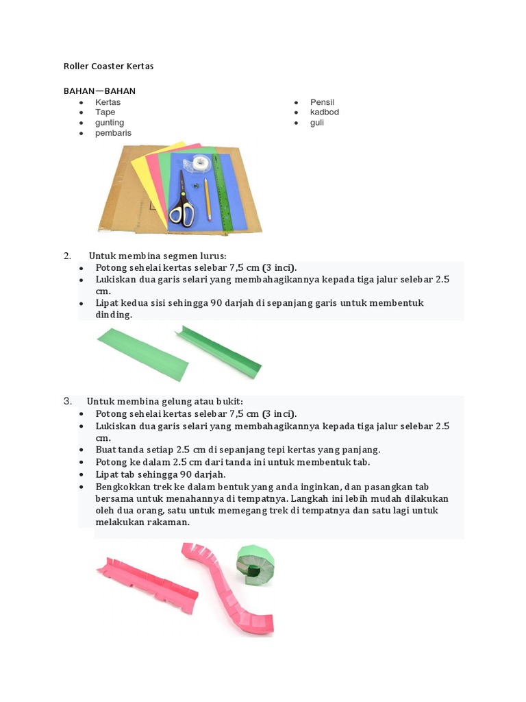 Panduan Membuat Roller Coaster Kertas | PDF