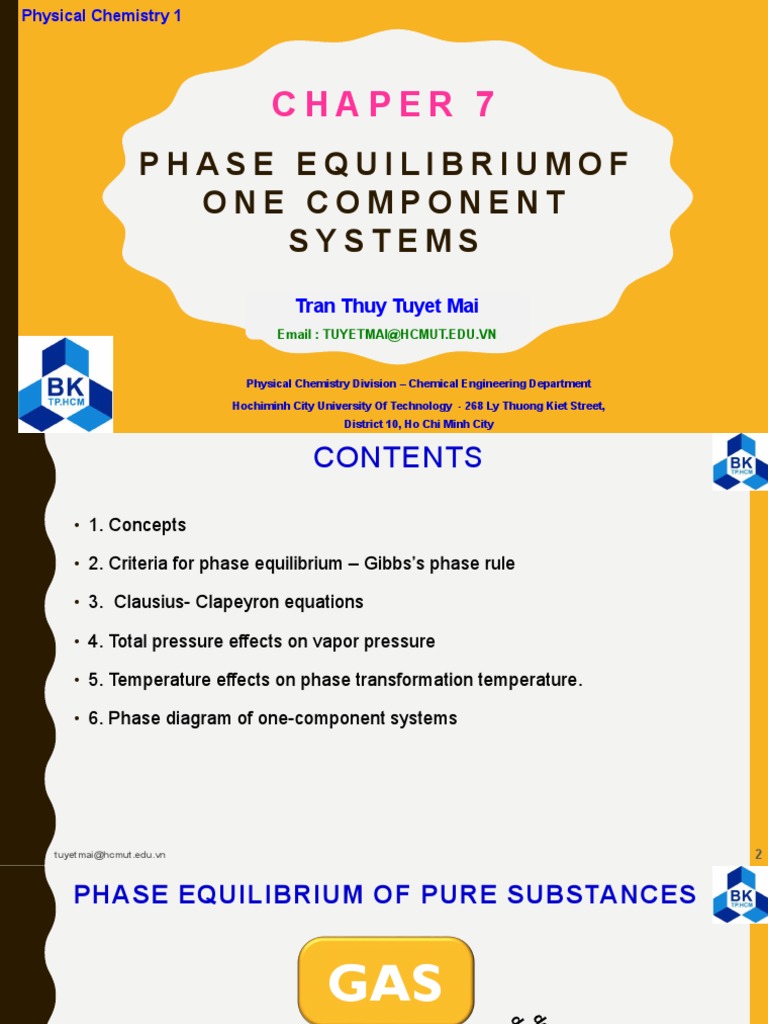 Chapter 7 - Phase Equilibrium of One Component | PDF | Phase (Matter) | Phase Rule