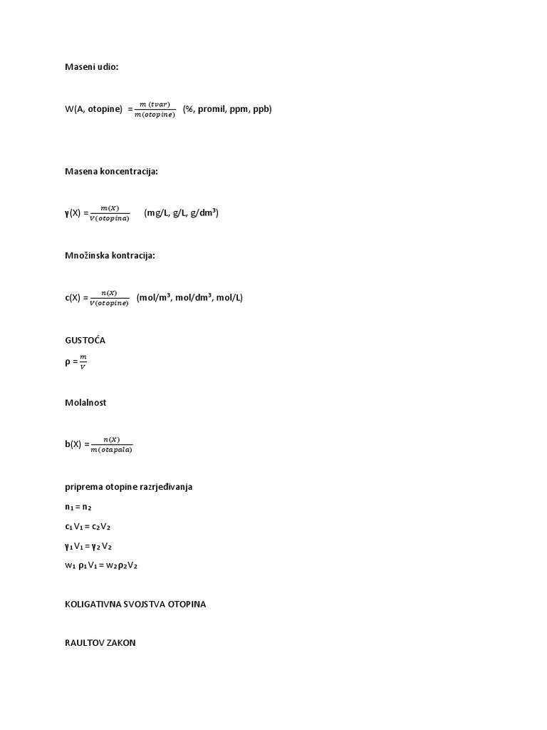 Otopine I Njihova Svojstva Formule | PDF