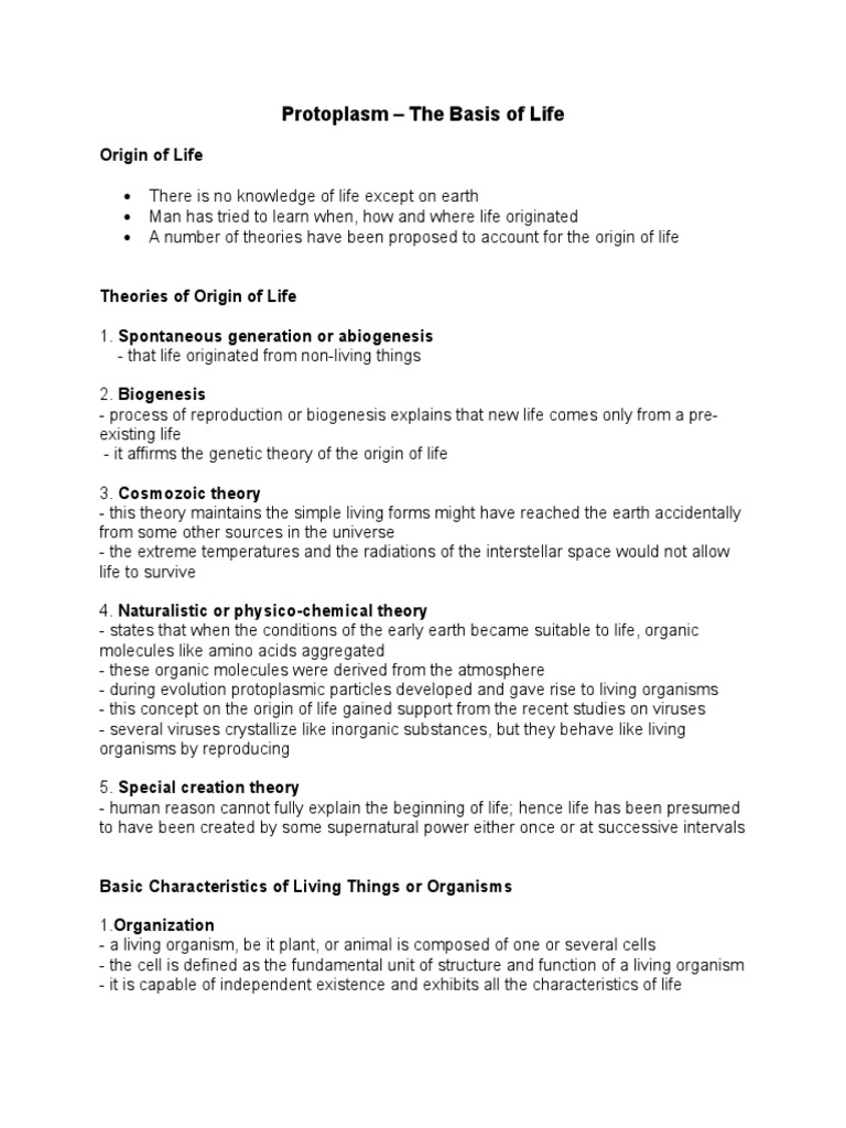 Protoplasm - The Basis of Life | PDF | Life | Glucose