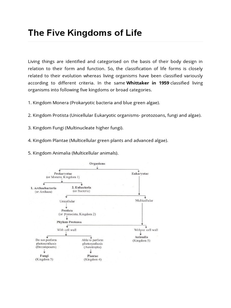 1.6 The Five Kingdoms of Life | PDF | Plants | Protozoa