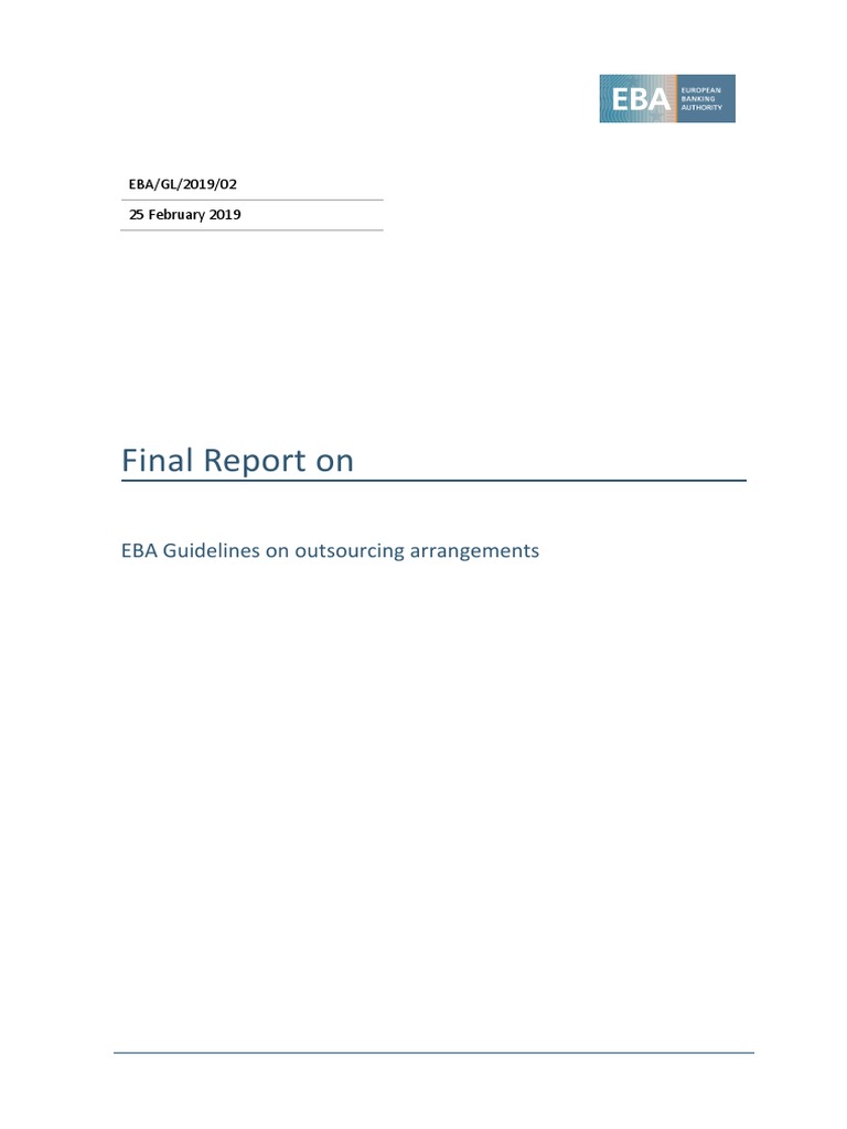 EBA Guidelines on Outsourcing 2019 | PDF | Outsourcing | European Union