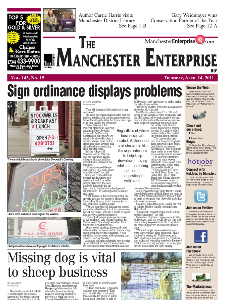 Manchester Enterprise Front Page, 4-14-11 | PDF | Motor Vehicle | Car