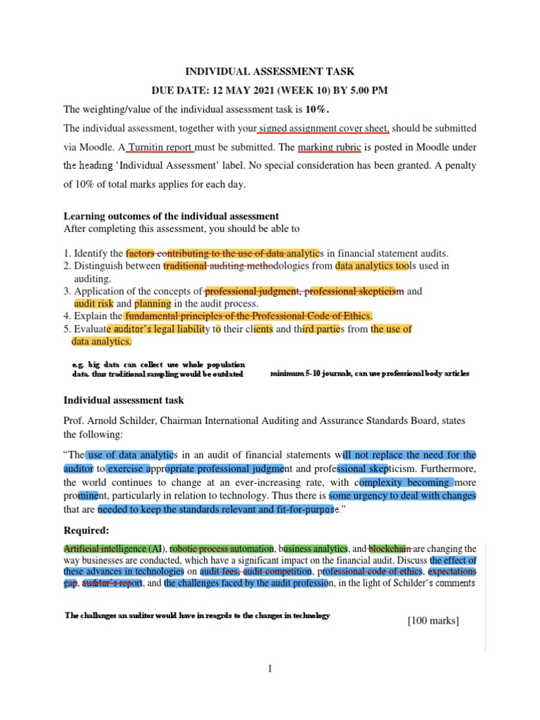 Individual Assignment-SEM 1, 2021 | PDF | Audit | Analytics