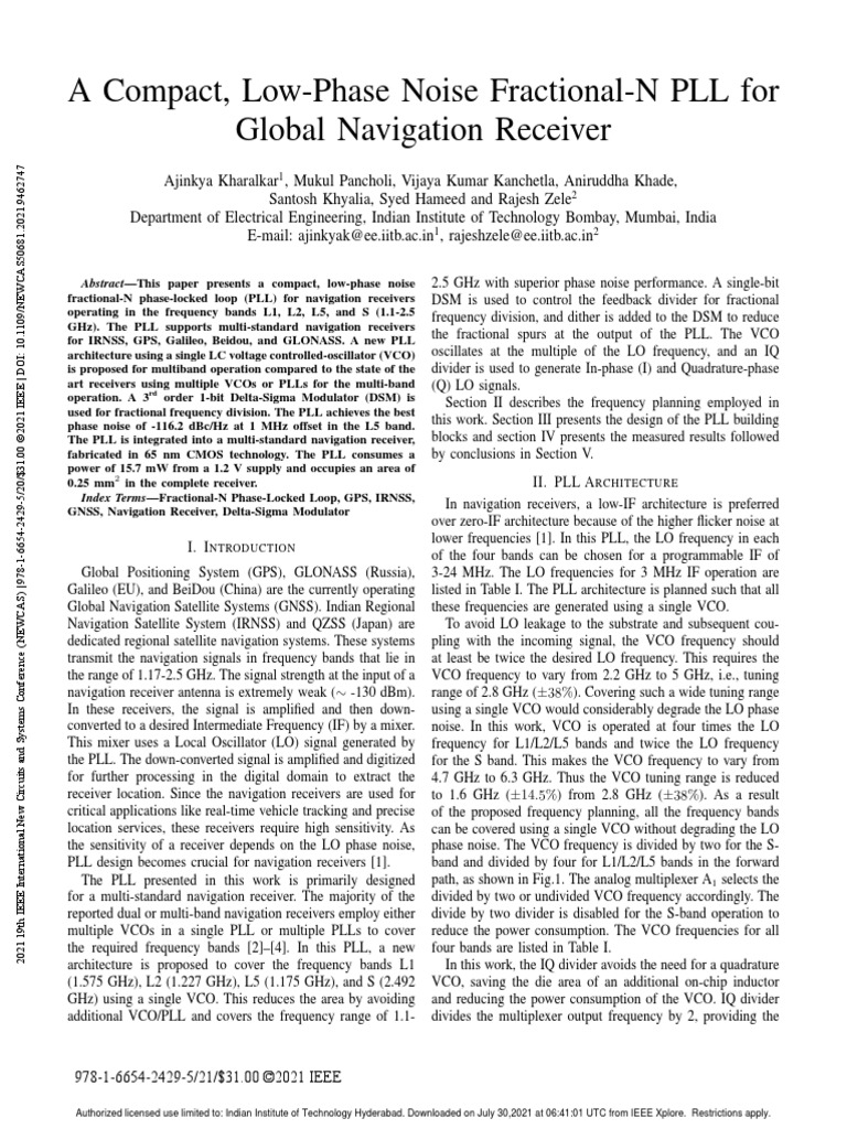 A Compact, Low-Phase Noise Fractional-N PLL For Global Navigation ...