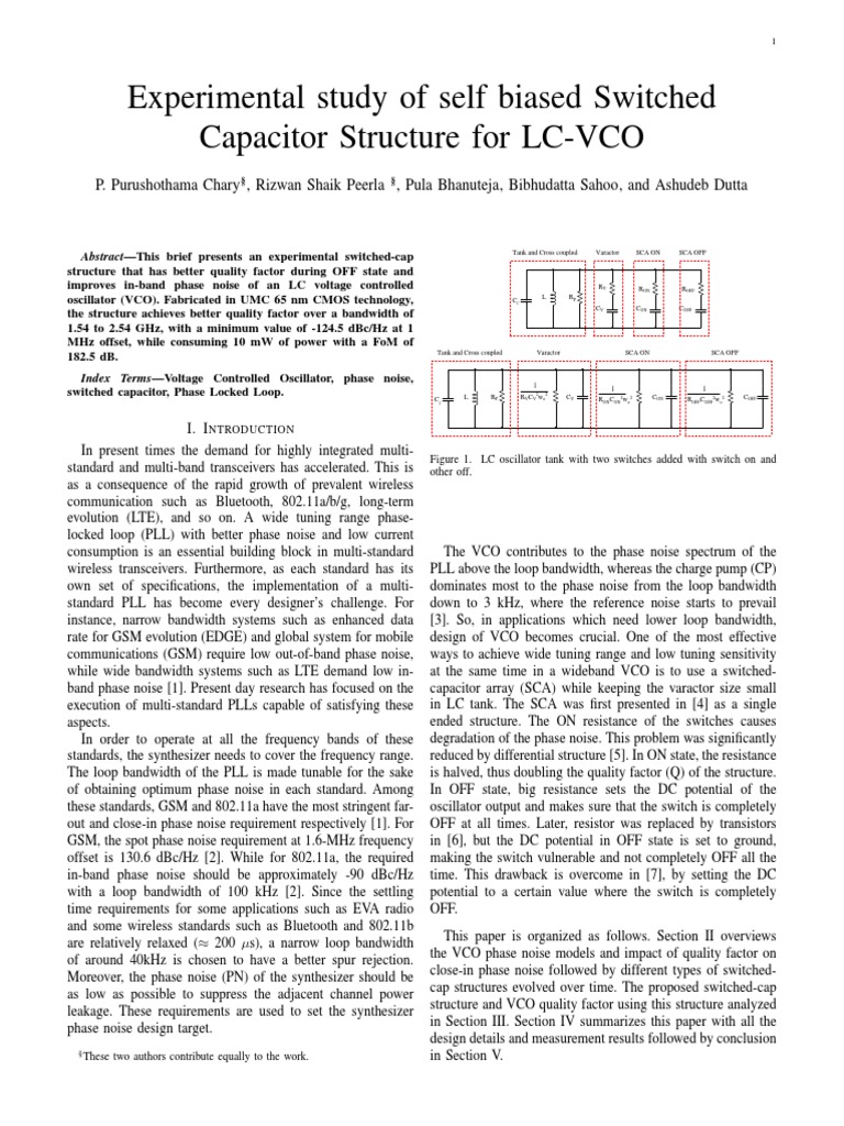 Experimental Switched Capacitor Structure For LC VCO | PDF ...