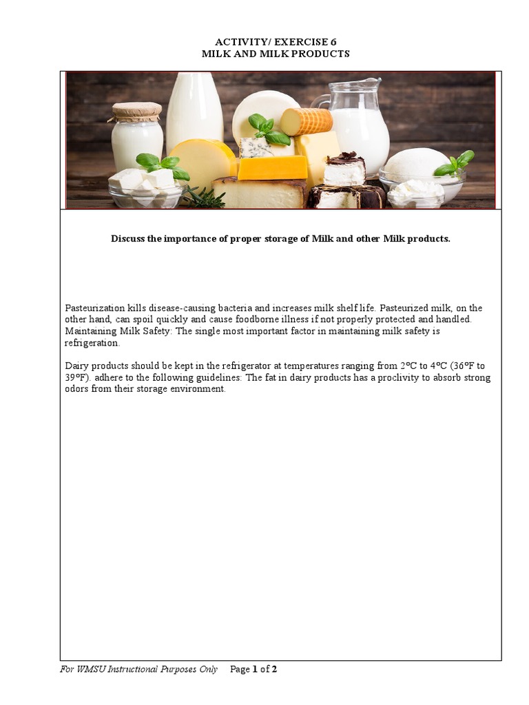 Lesson 6 Assignment - Milk and Milk Products | PDF