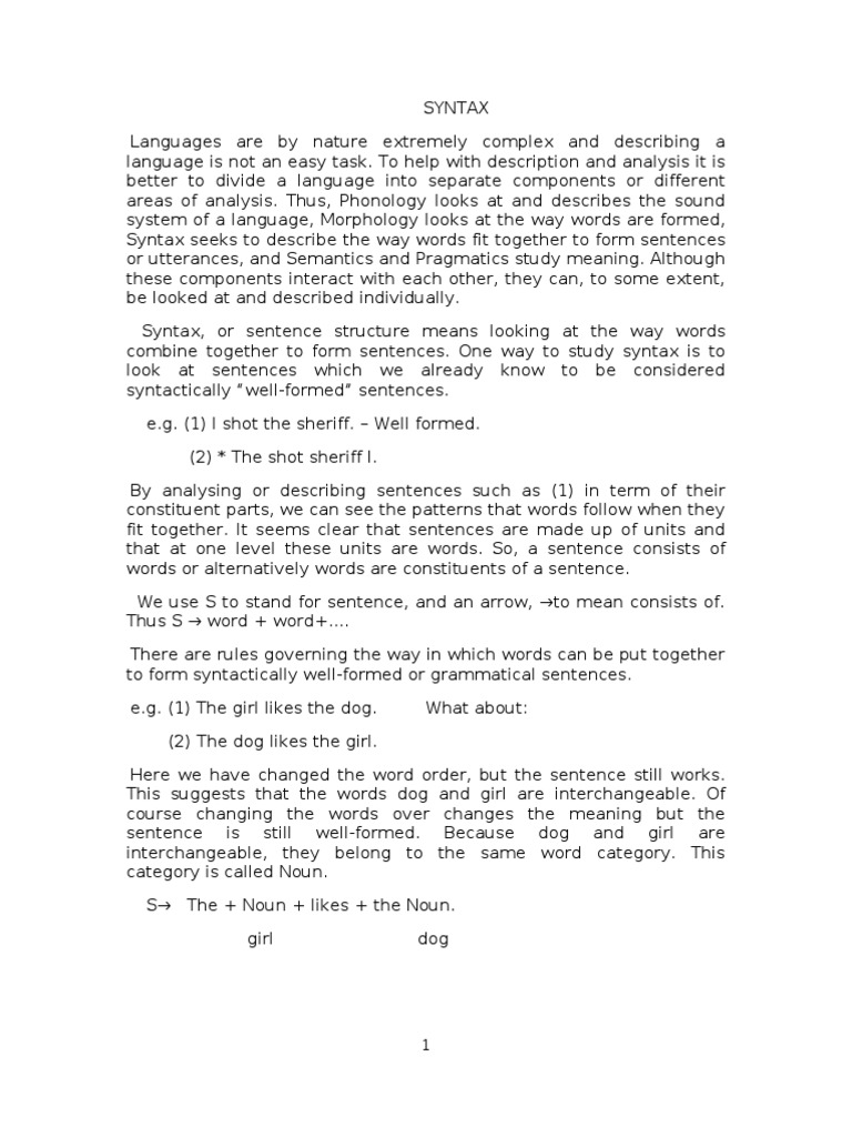 SYNTAX | PDF | Predicate (Grammar) | Clause