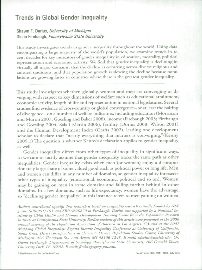 Global Trends in Gender Inequality | PDF | Gini Coefficient | Economic ...