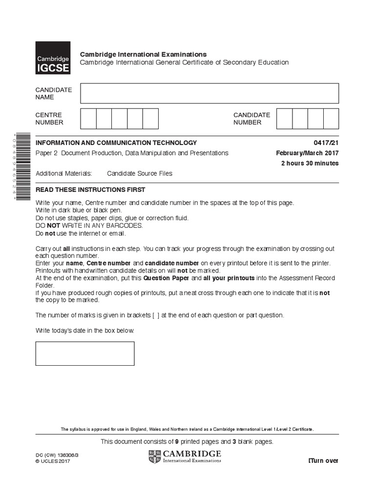 Cambridge International General Certificate of Secondary Education ...