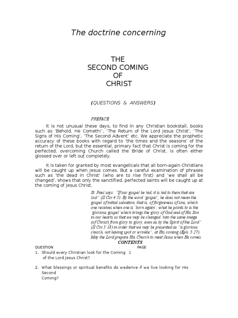 Second Coming of Jesus | PDF