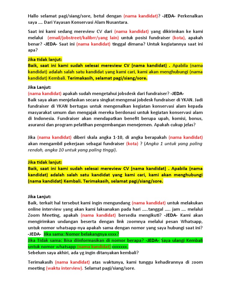 Teks Call Interview 2021-1 | PDF