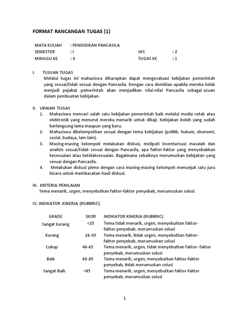Format Tugas Pancasila | PDF