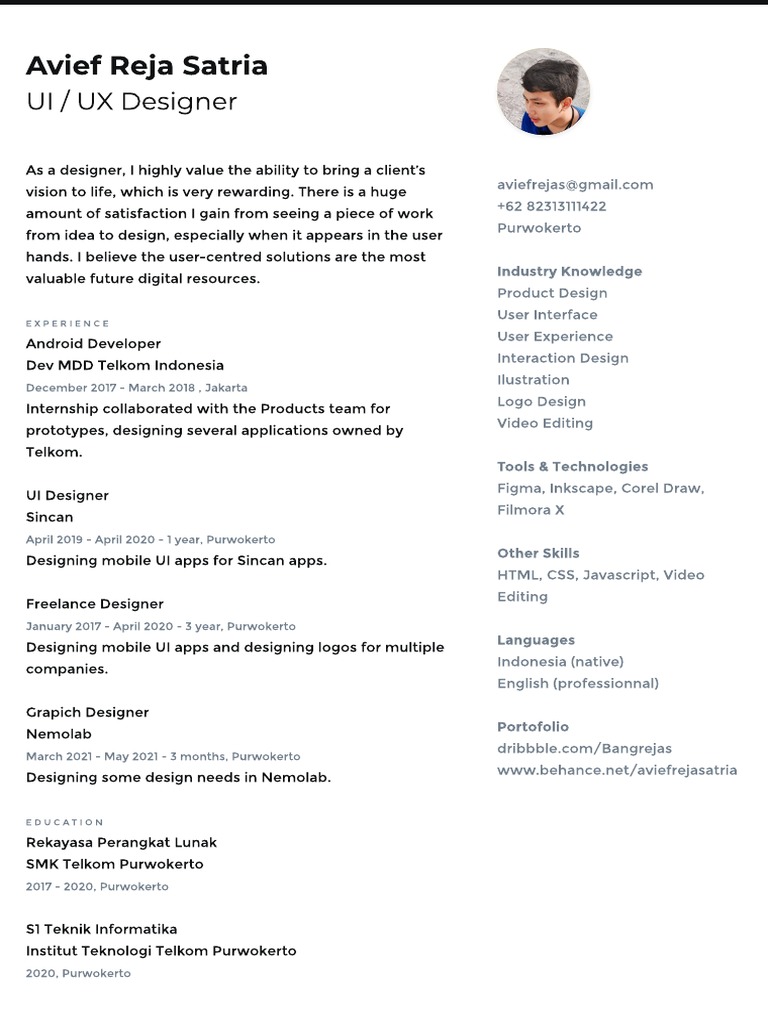 Avief Reja Satria: UI / UX Designer | PDF | User Interface | Computing