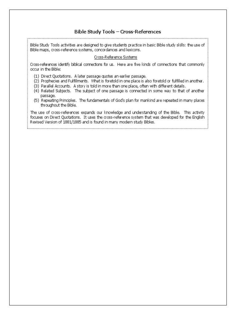 Bible Study: Cross-Reference Skills | PDF | Bible | Chapters And Verses ...