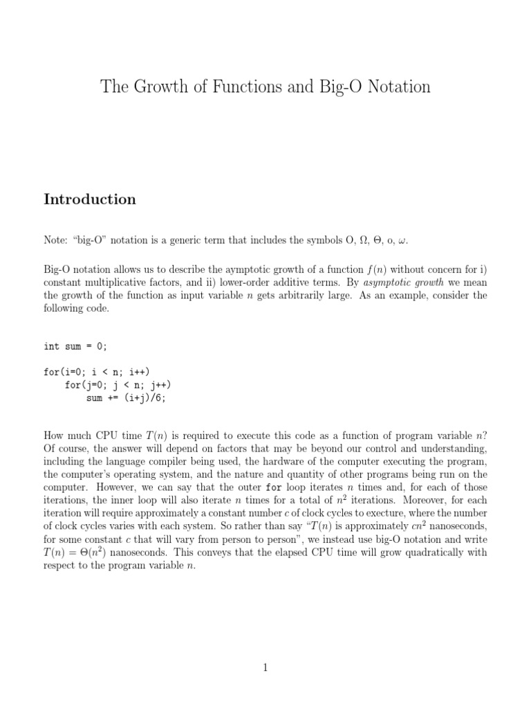 The Growth of Functions and Big-O Notation | PDF | Time Complexity | Logarithm
