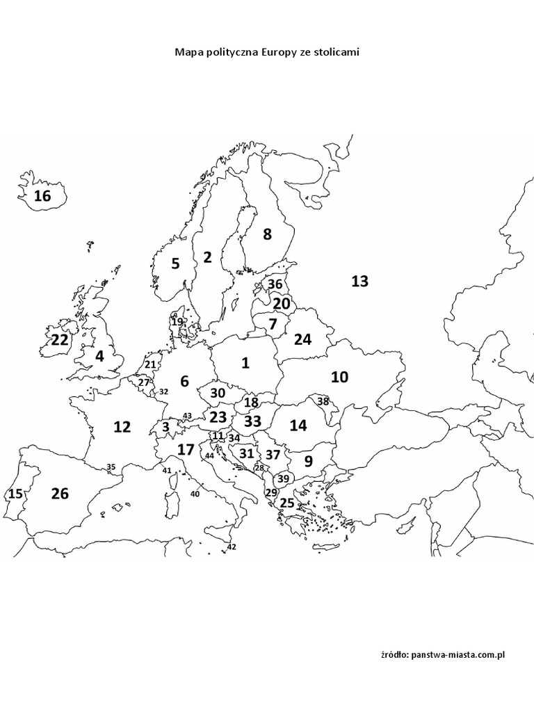 Mapa Polityczna Europy Ze Stolicami | PDF