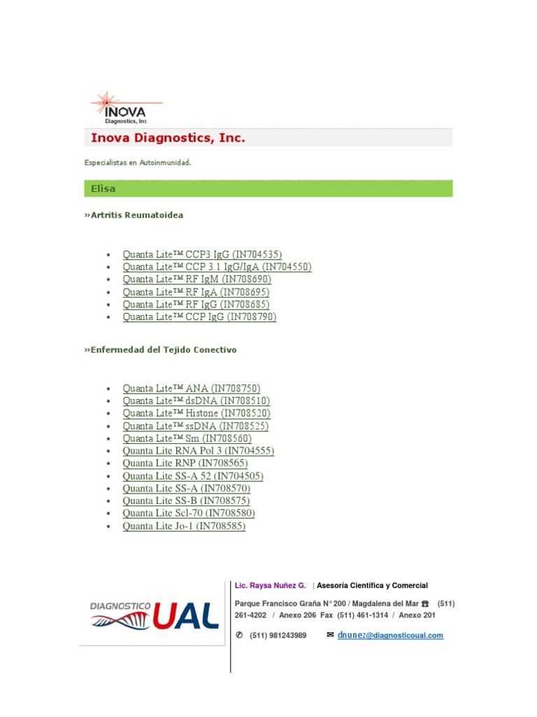 Inova Diagnostics | PDF | Sistema inmune | Inmunología