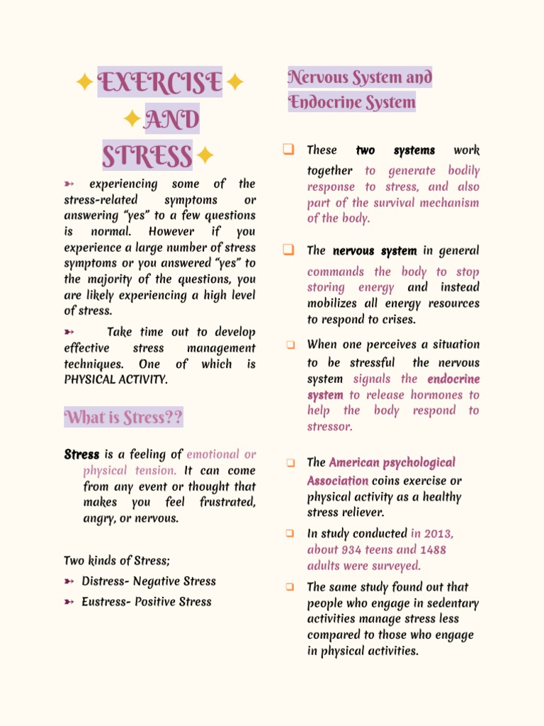 Exercise Stress: Nervous System and Endocrine System | PDF | Stress ...