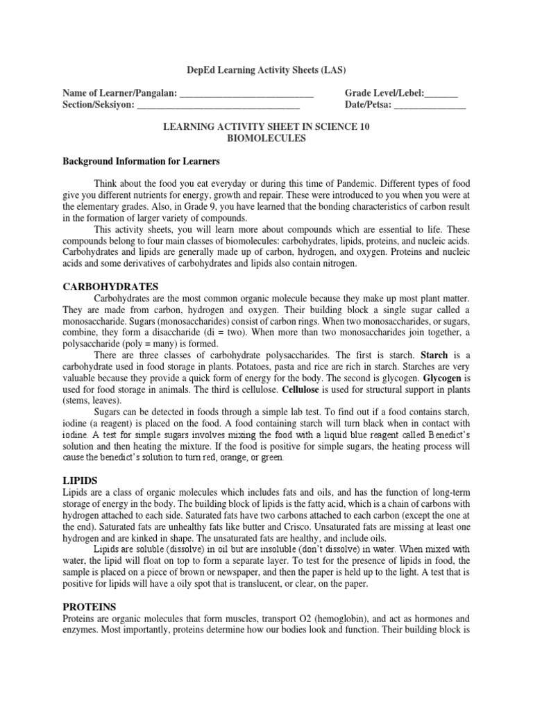 DepEd Learning Activity Sheets LAS Science 10 Lesson 2 | PDF ...