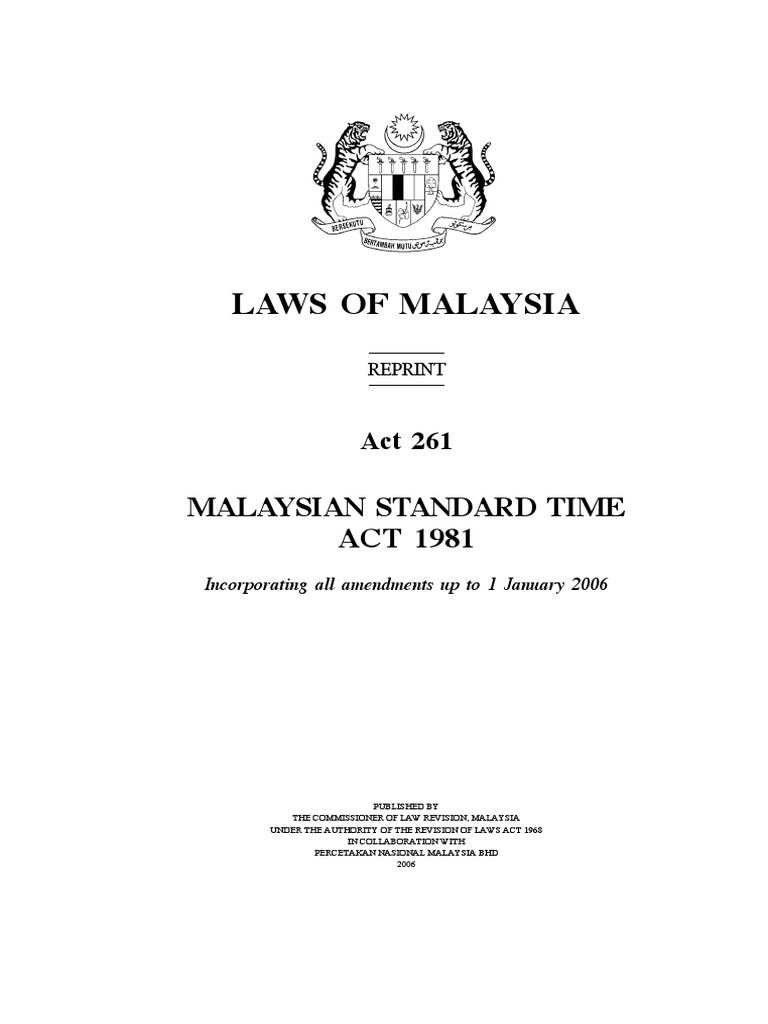 Laws of Malaysia: Malaysian Standard Time ACT 1981 | PDF | Westminster ...